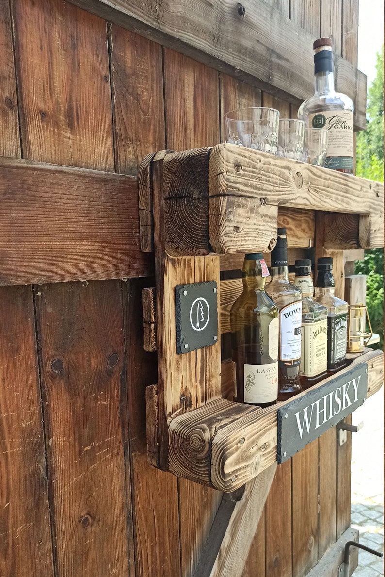 Whisky Rack Made of Flamed Pallet Wood Upcycling | Etsy UK