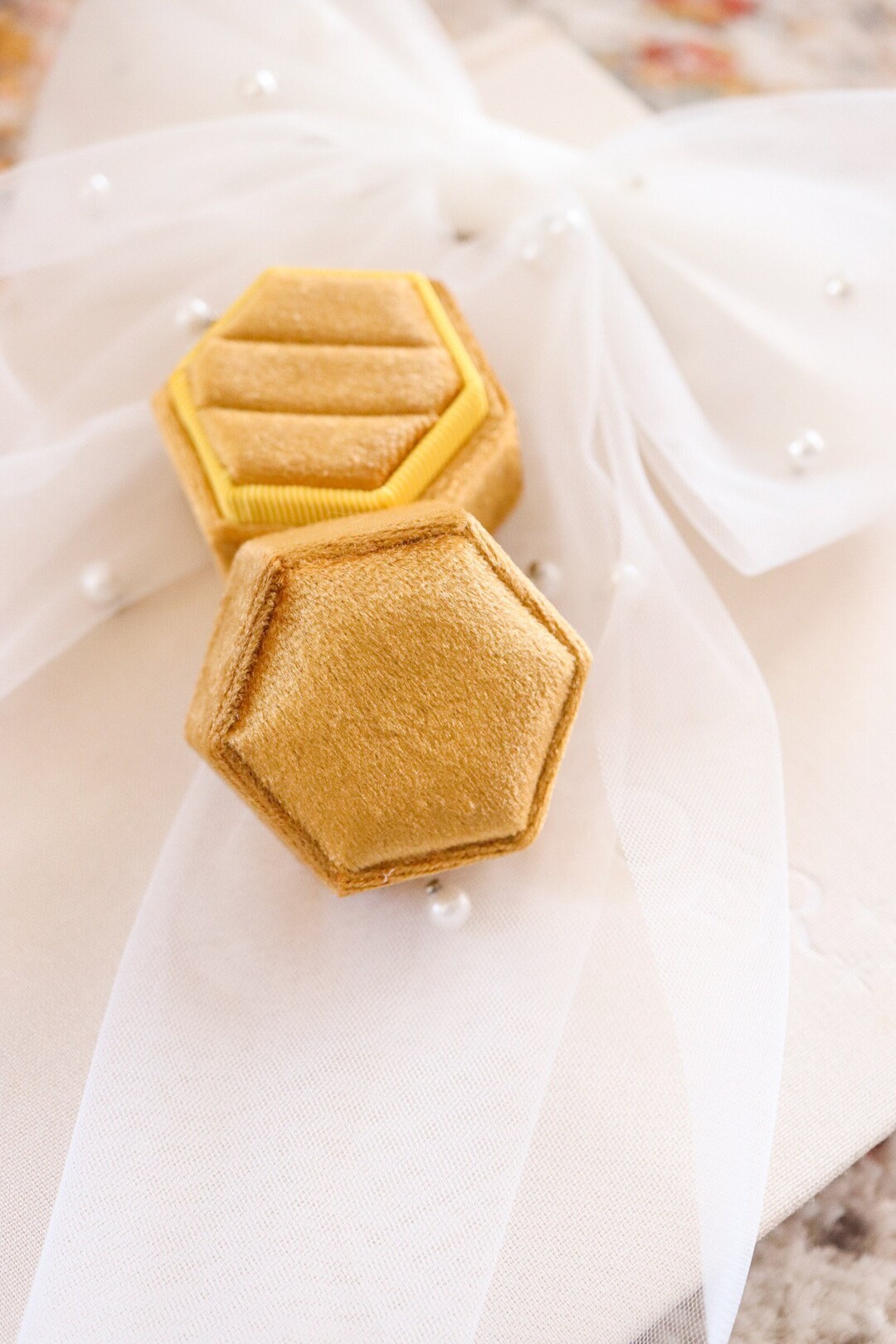 Mini Gold Velvet Ring Box - Etsy