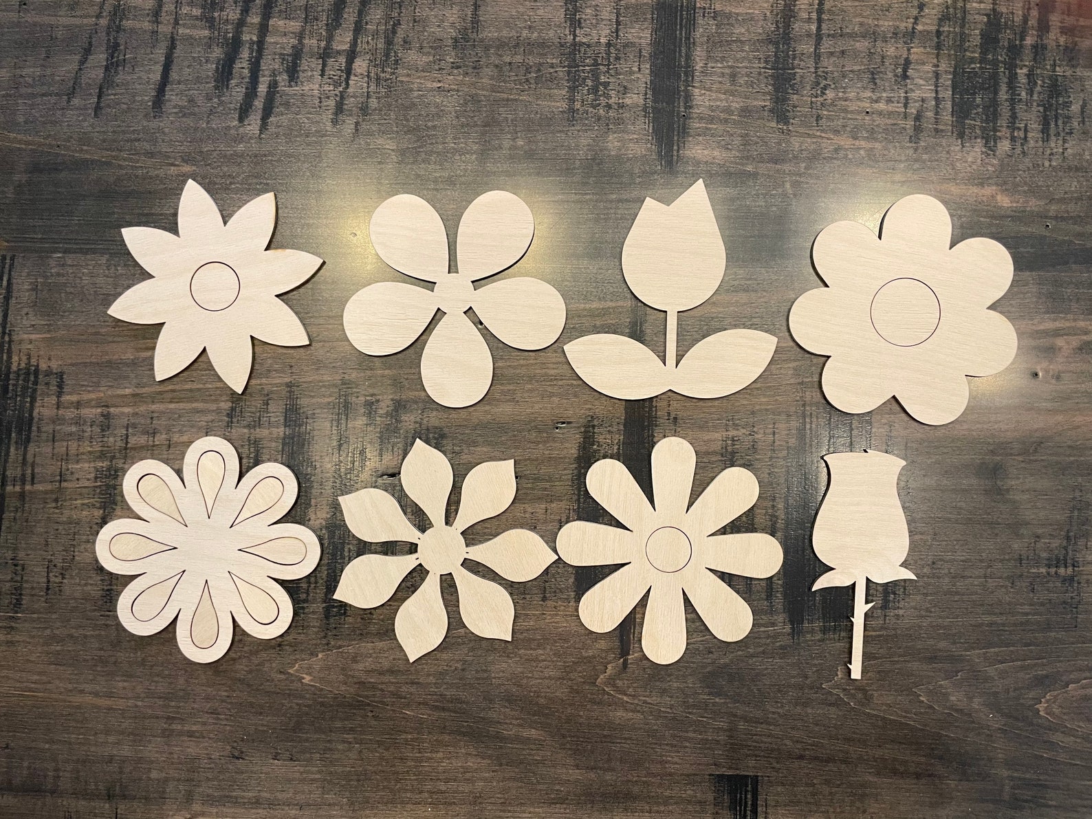 Flower Wood Cut Outs. Unfinished Wood. Laser Cut Out Flowers. - Etsy
