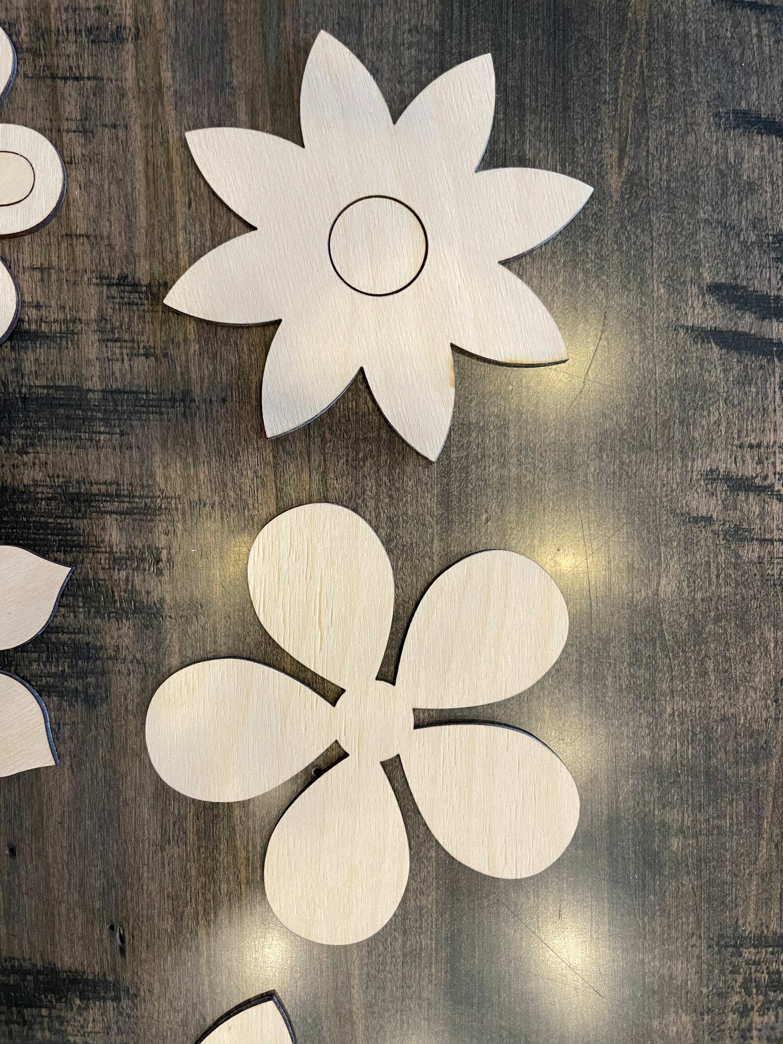 Flower Wood Cut Outs. Unfinished Wood. Laser Cut Out Flowers. Ready to ...