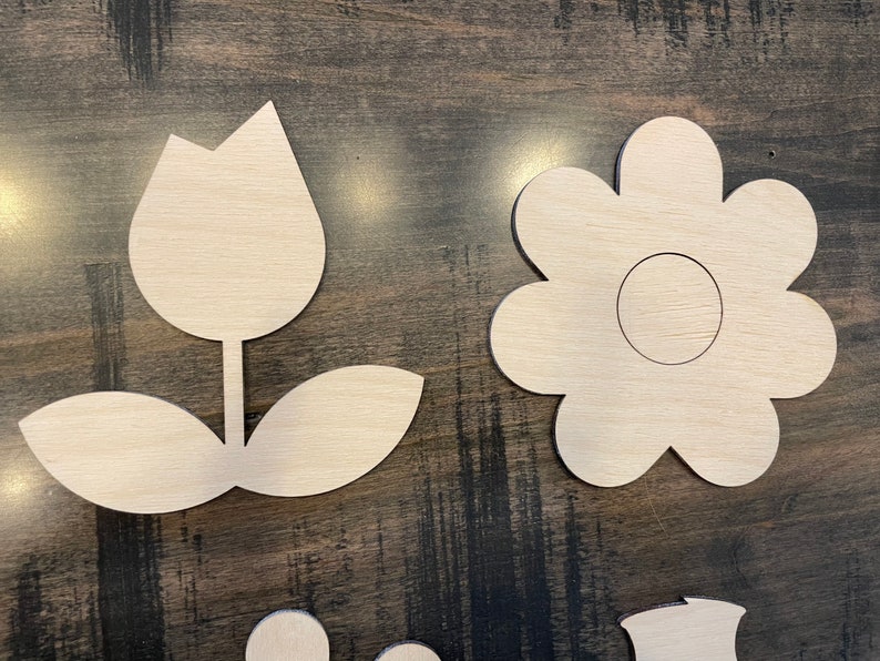 Flower Wood Cut Outs. Unfinished Wood. Laser Cut Out Flowers. - Etsy