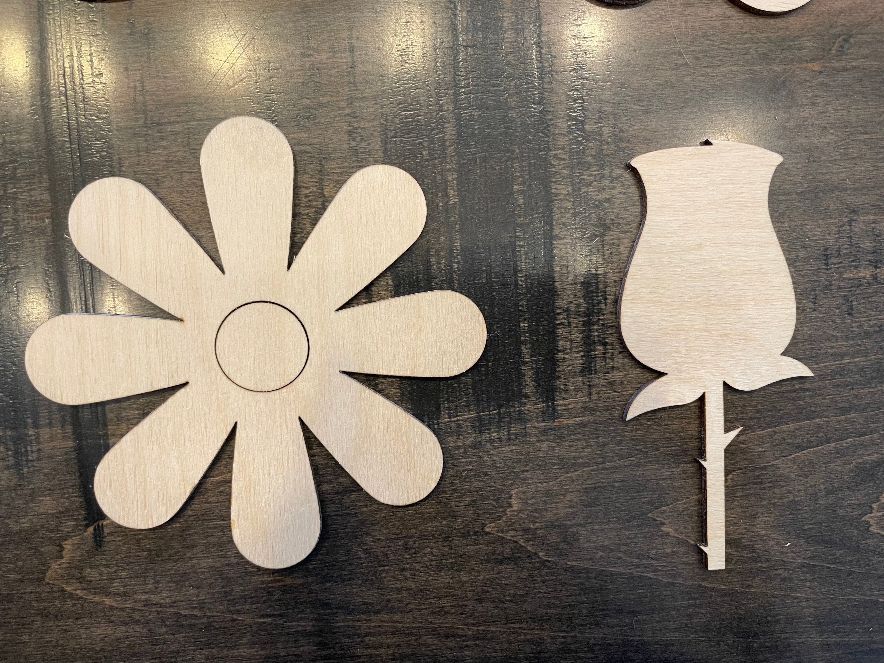 Flower Wood Cut Outs. Unfinished Wood. Laser Cut Out Flowers. Ready to ...