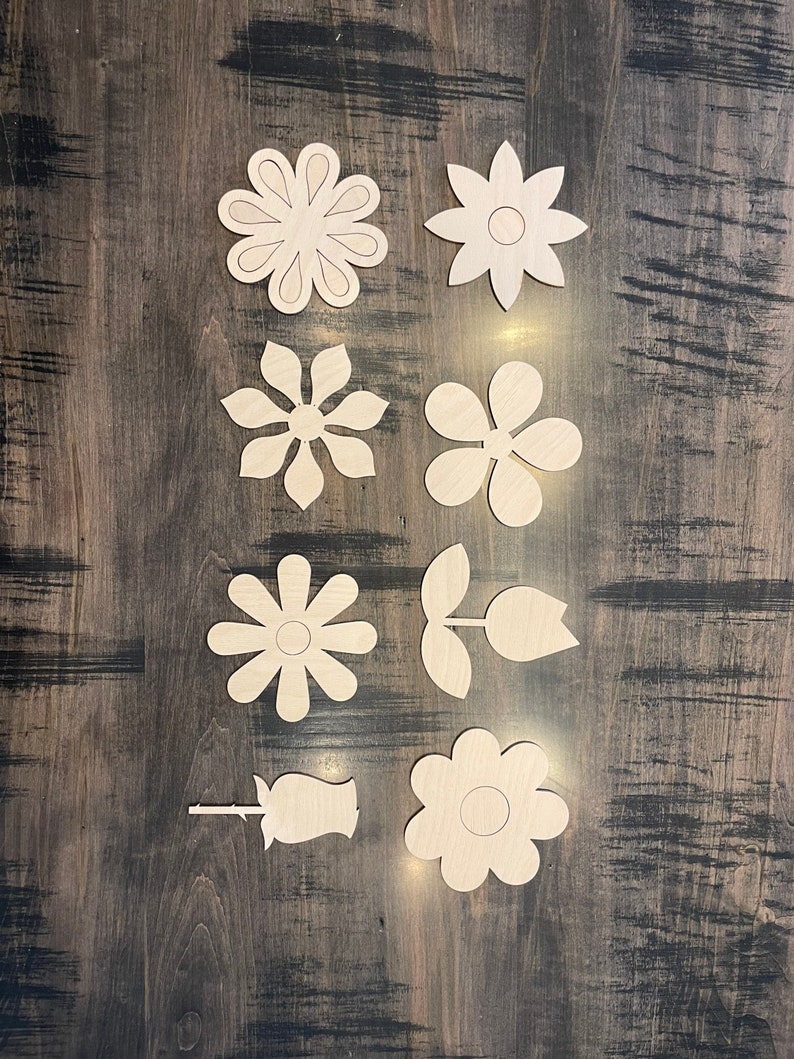 Flower Wood Cut Outs. Unfinished Wood. Laser Cut Out Flowers. Ready to ...