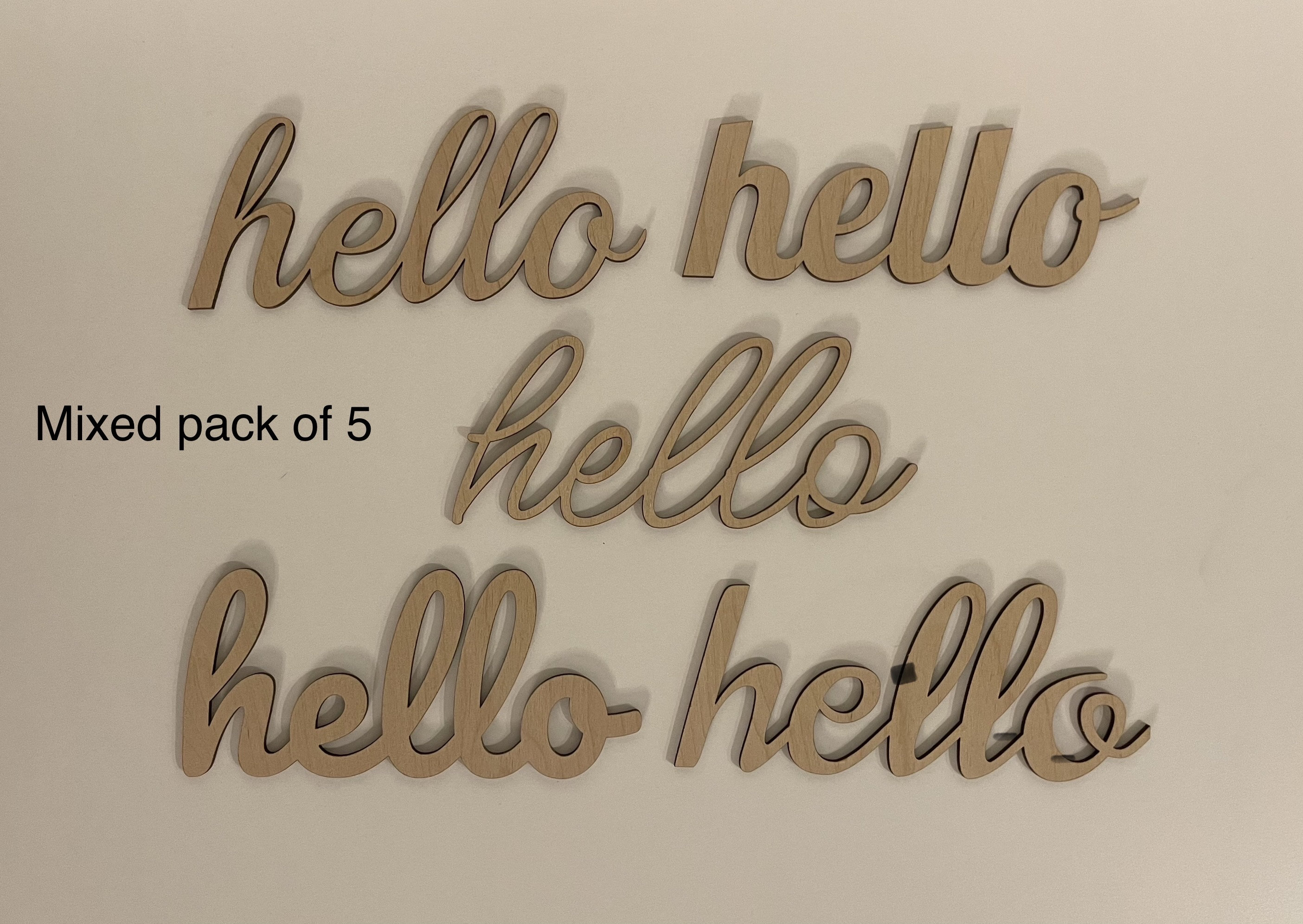 Hello Laser Cut Outs for Crafts Signs and Wreaths. Pack of 5 Different ...