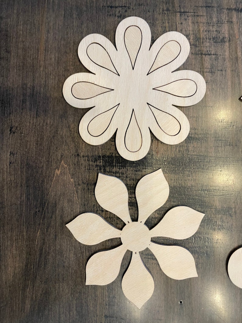 Flower Wood Cut Outs. Unfinished Wood. Laser Cut Out Flowers. - Etsy