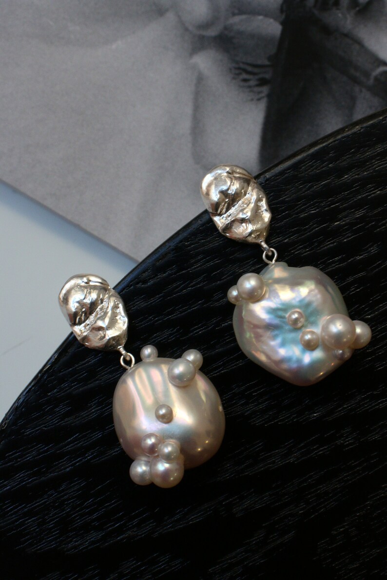 Baroque Pearl Earrings 925 Sterling Silver Stud Earrings - Etsy