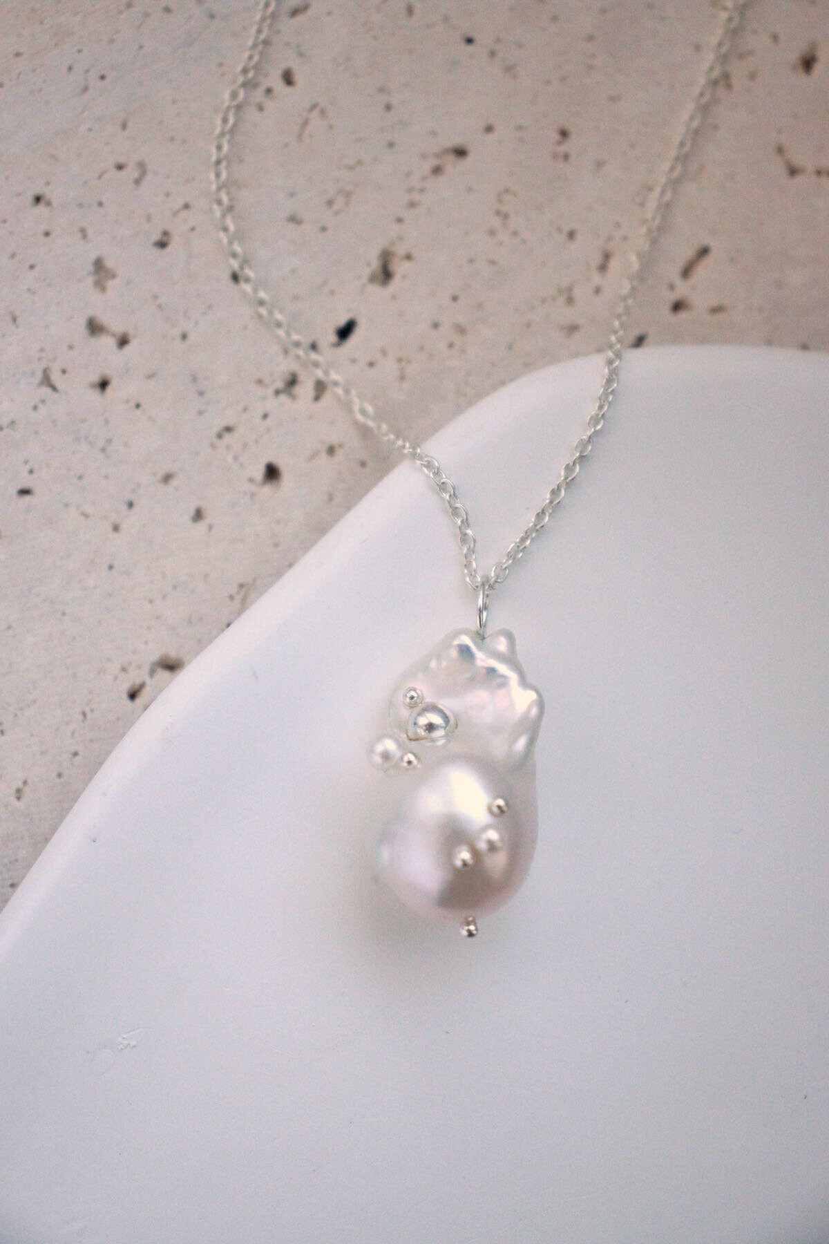 Sterling Silver Baroque Pearl Pendant Necklace: Silver Drops - Etsy ...
