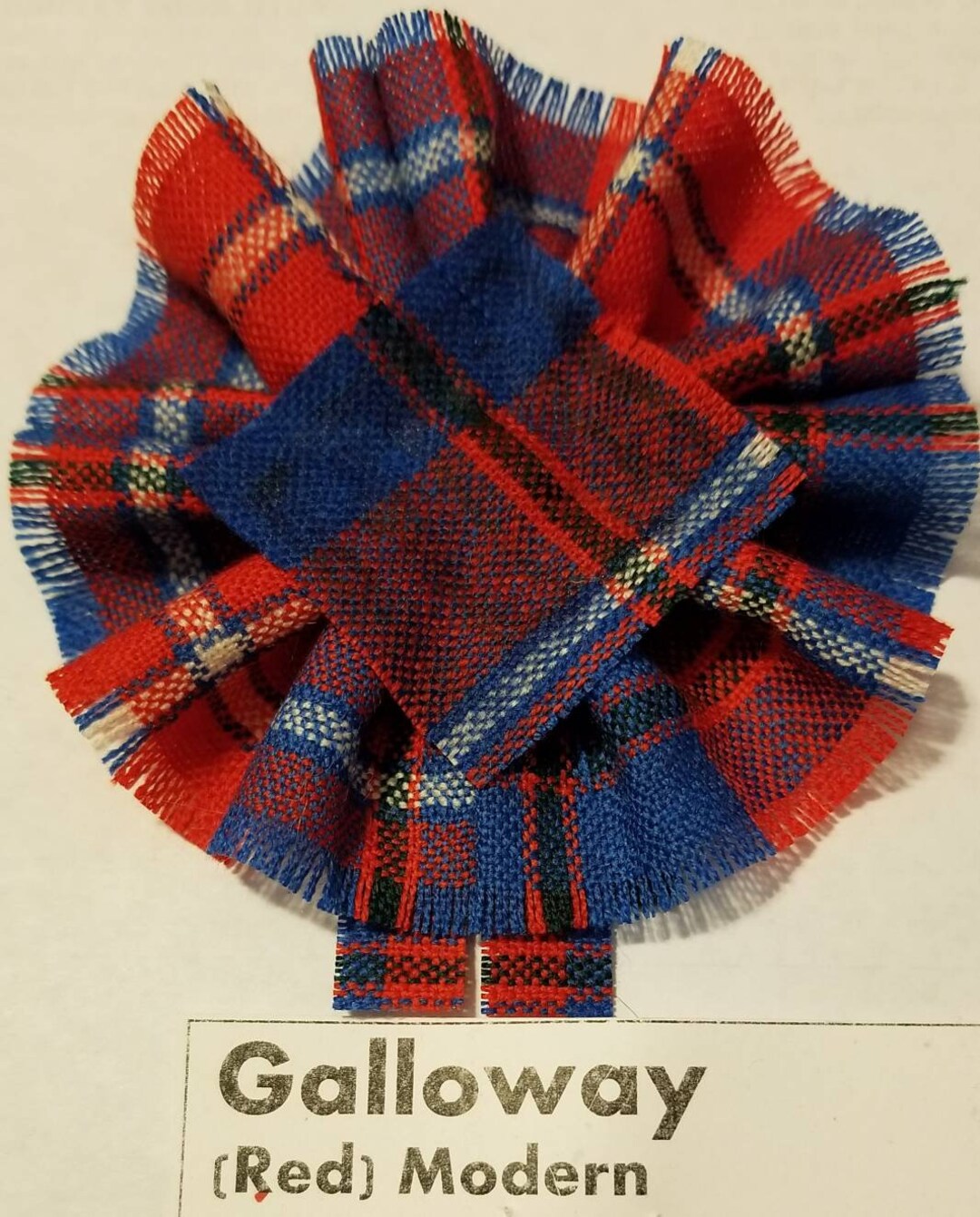 Galloway Red Modern Tartan as Scottish Blossom, Wool Tartan Rosette to ...