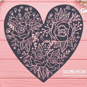 Valentines Day Floral Hearts SVG, Hearts SVG, Floral Heart Svg ...
