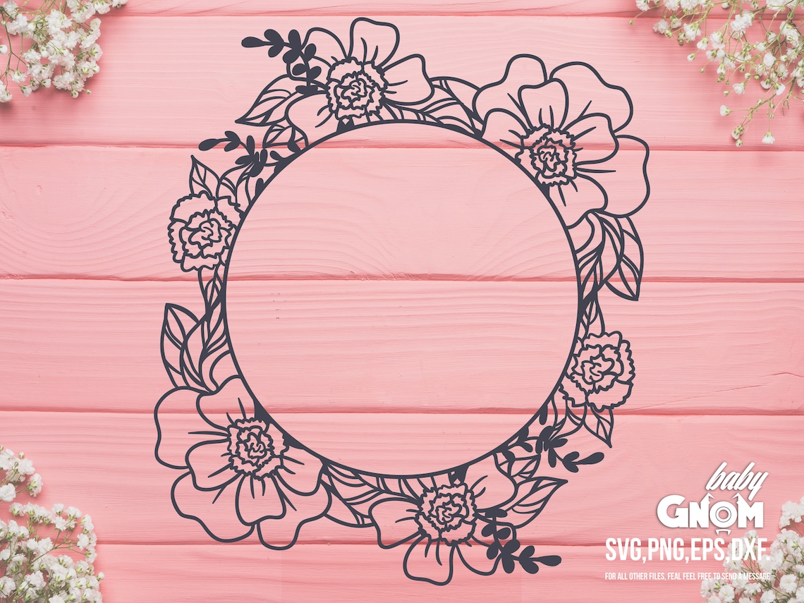 Floral Frame SVG Curcle Floral Frame Svg Round Floral Frame | Etsy