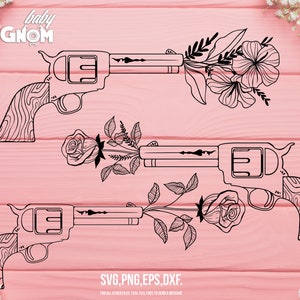 Vintage Revolver SVG, Vintage Revolver Flower Gun Svg, Flower Gun Svg ...