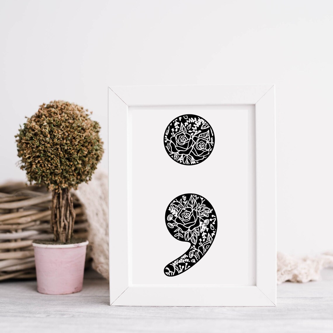 Floral Semicolon SVG Semicolon Svg Serotonin Svg Oxytocin | Etsy