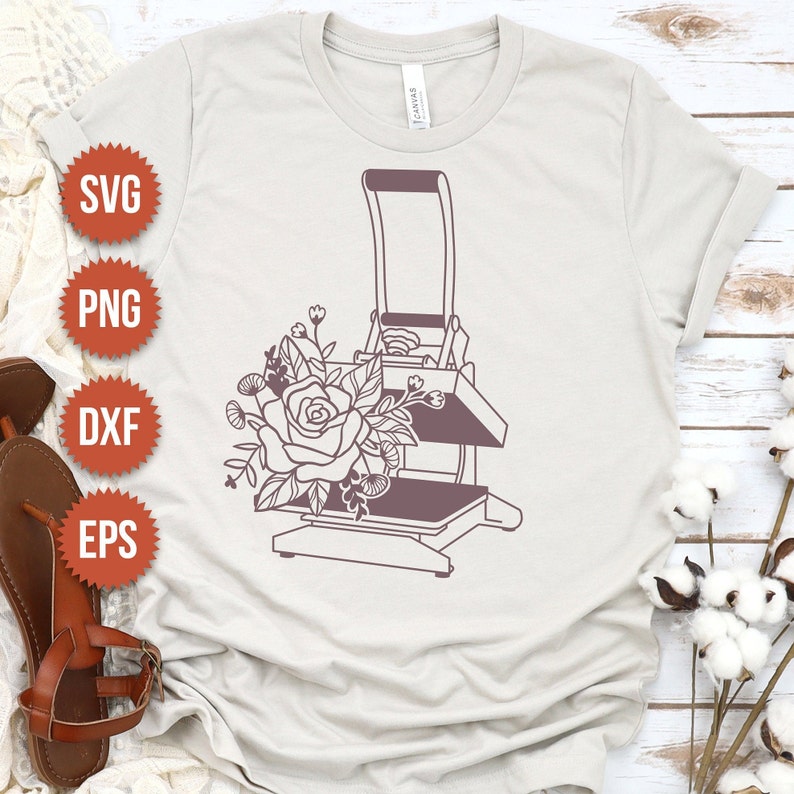 Floral Heat Press Machine SVG Heat Press Machine Svg | Etsy