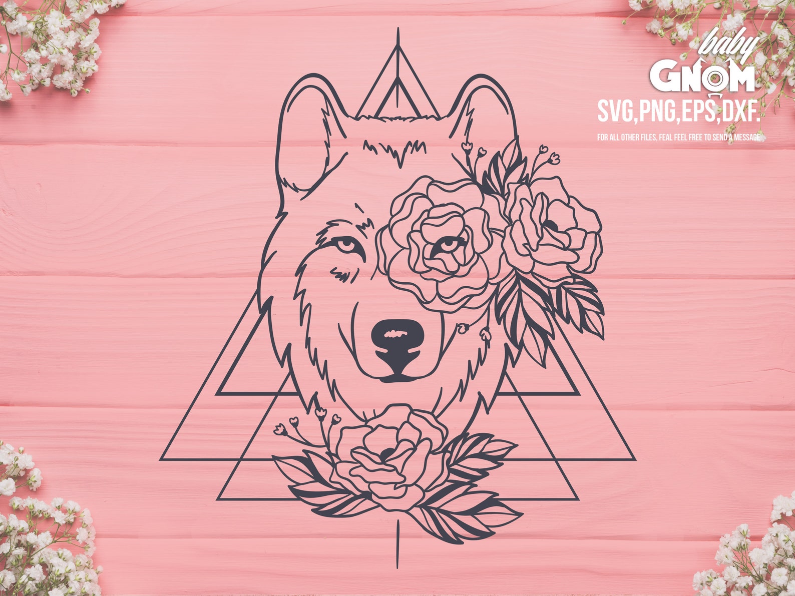Floral Wolf SVG Wolf with Flower Crown SVG Wolf Face svg | Etsy