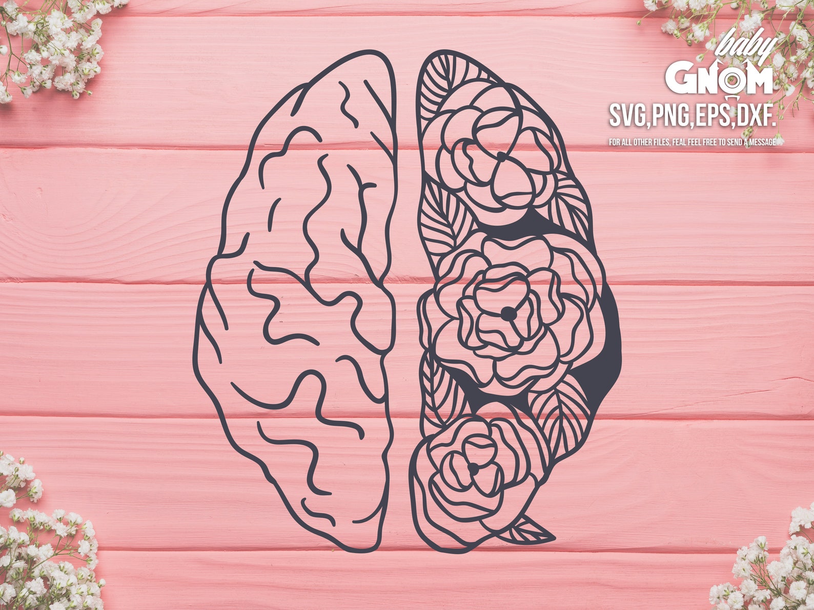 Floral Brain SVG Mental Health Svg Flower and Brain Svg | Etsy