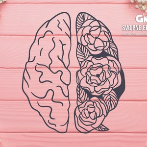 Floral Brain SVG, Mental Health Svg, Flower and Brain Svg, Anatomy Svg ...