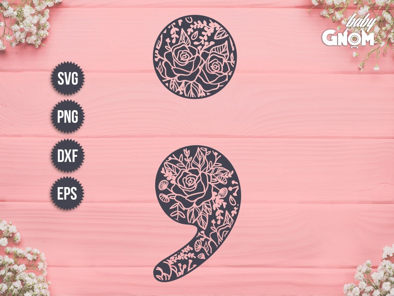 Floral Semicolon SVG Semicolon Svg Serotonin Svg Oxytocin | Etsy