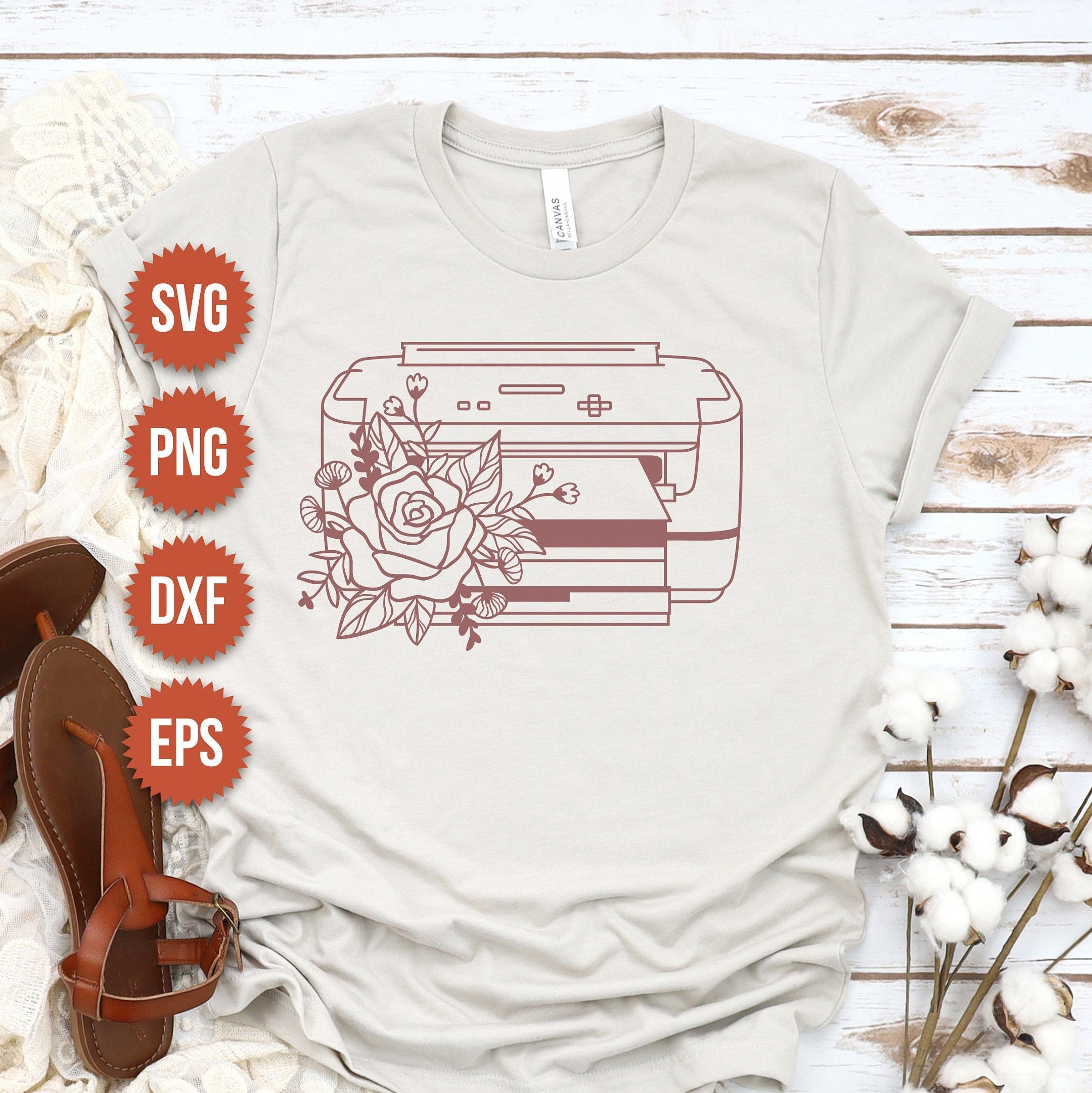 Floral Printer SVG Printer Svg Printer Clipart Printer With - Etsy