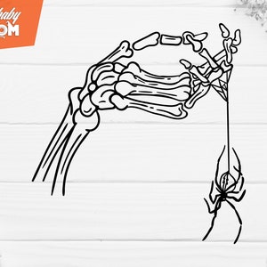 Skeleton Hand Spider Web, Skeleton Hands SVG, Skull Skeleton Hand ...