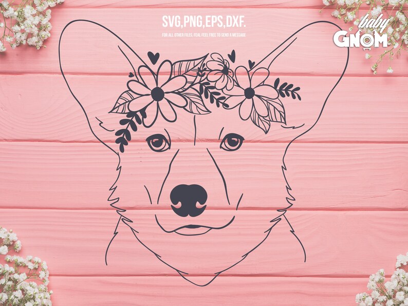Welsh Corgi Flower Crown SVG Corgi Flower Crown SVG Welsh - Etsy
