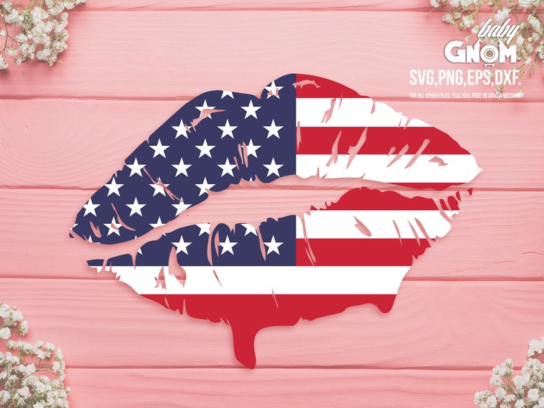 Flag Lips SVG 4th of July SVG United States Flag SVG | Etsy