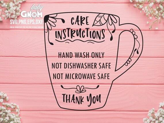 Mug Care Card Floral Mug Care Card Care Instruction Svg - Etsy