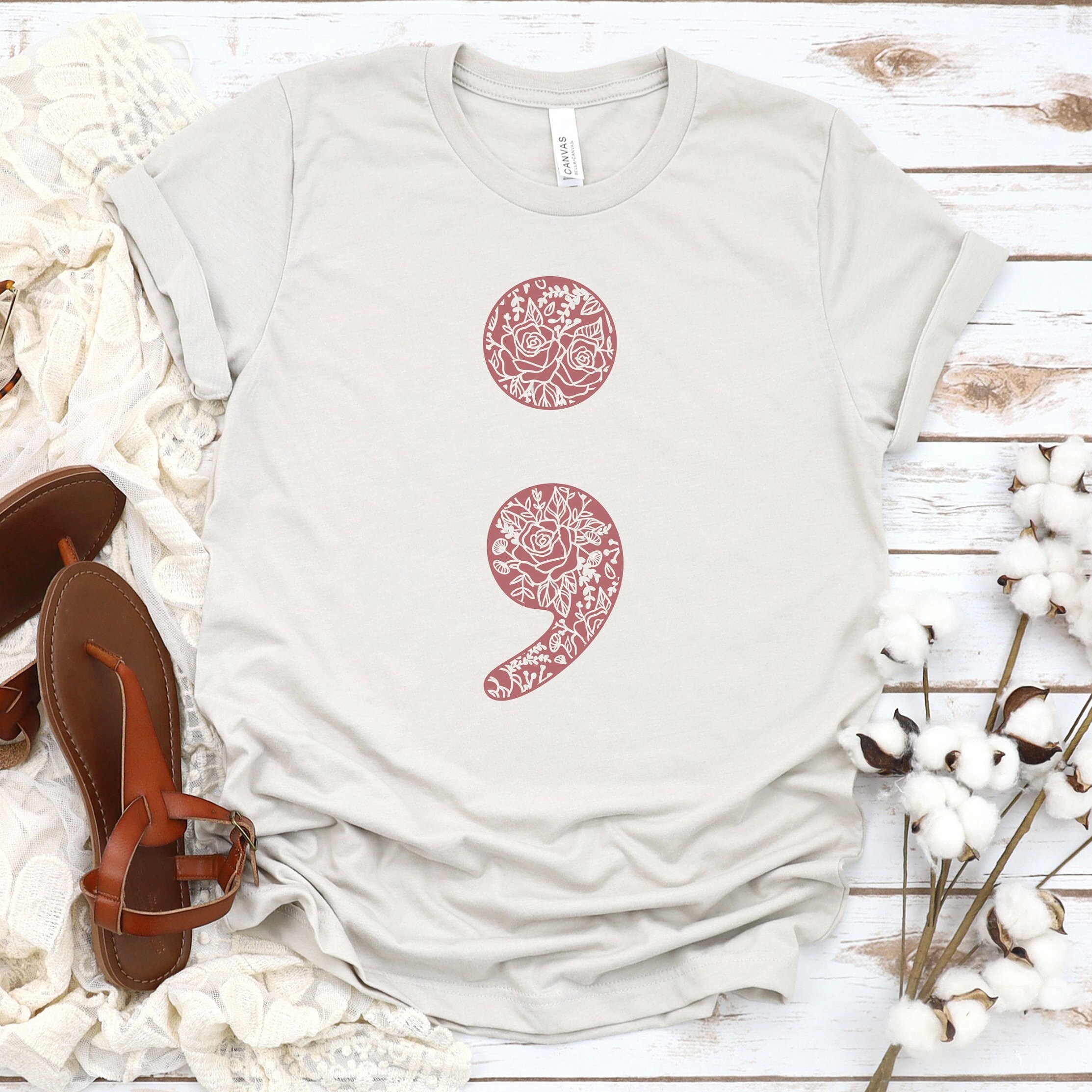 Floral Semicolon SVG Semicolon Svg Serotonin Svg Oxytocin | Etsy