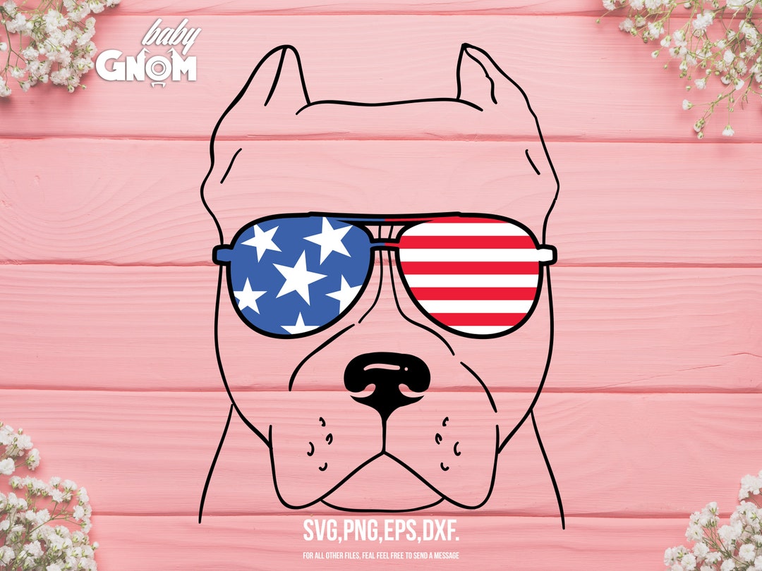 July 4th Pitbull SVG, Fourth of July Pitbull Svg File, Pitbull Glasses ...