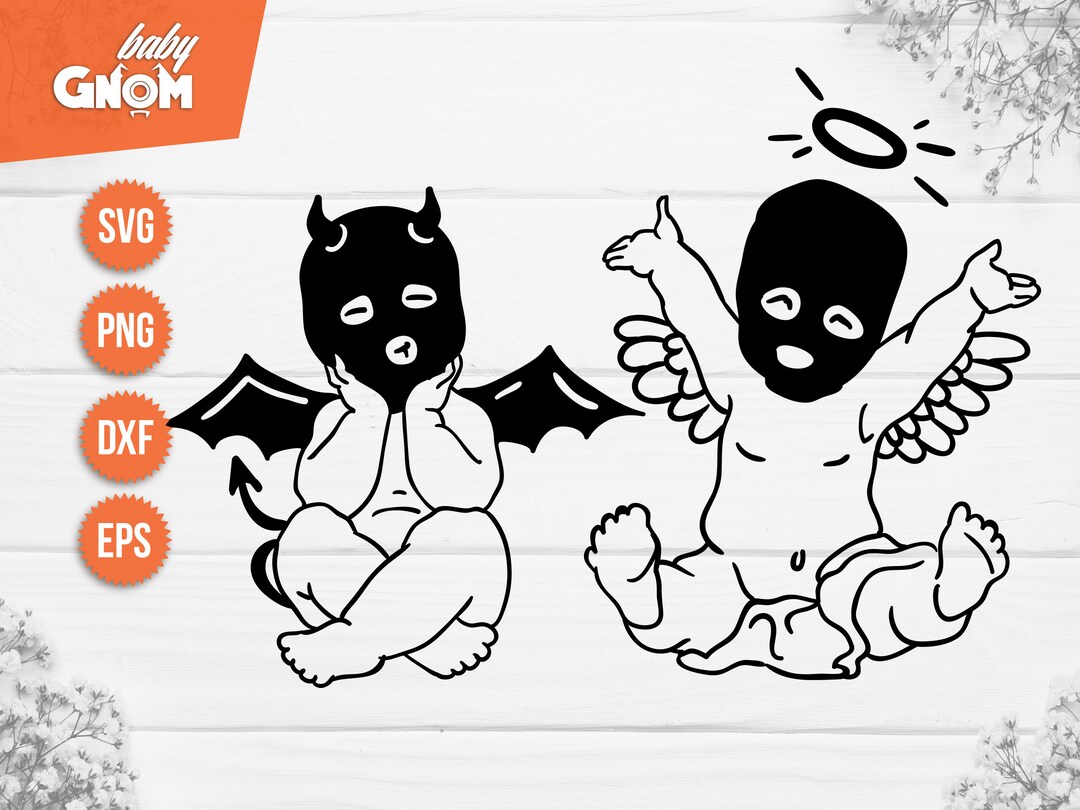Little Angel and Devil With Robber Mask Svg, Angel Robber Mask Svg ...