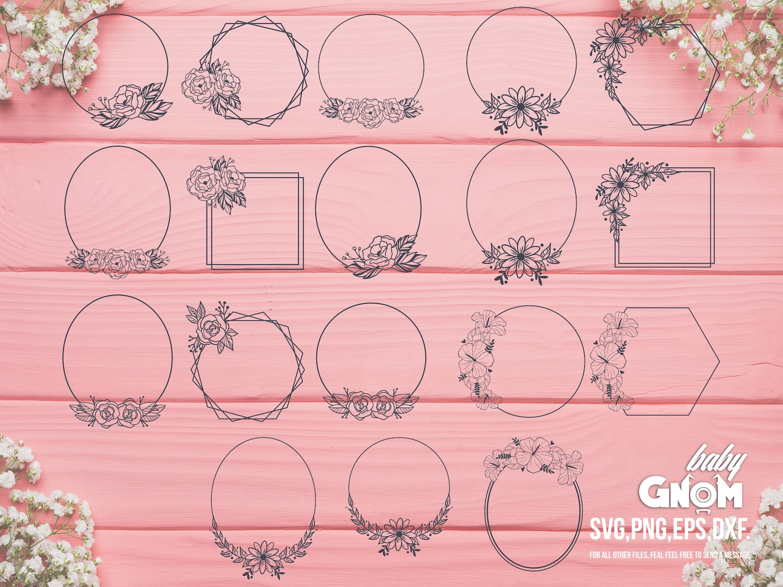 Flower Frames SVG BUNDLE Wreath SVG File Flower Wreath Svg - Etsy