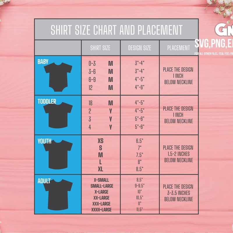 Dtf Sizing Chart - Etsy