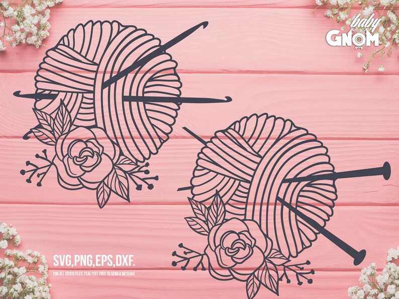Floral Yarn Ball SVG Knitting Svg Yarn Cut Files Wool Svg - Etsy