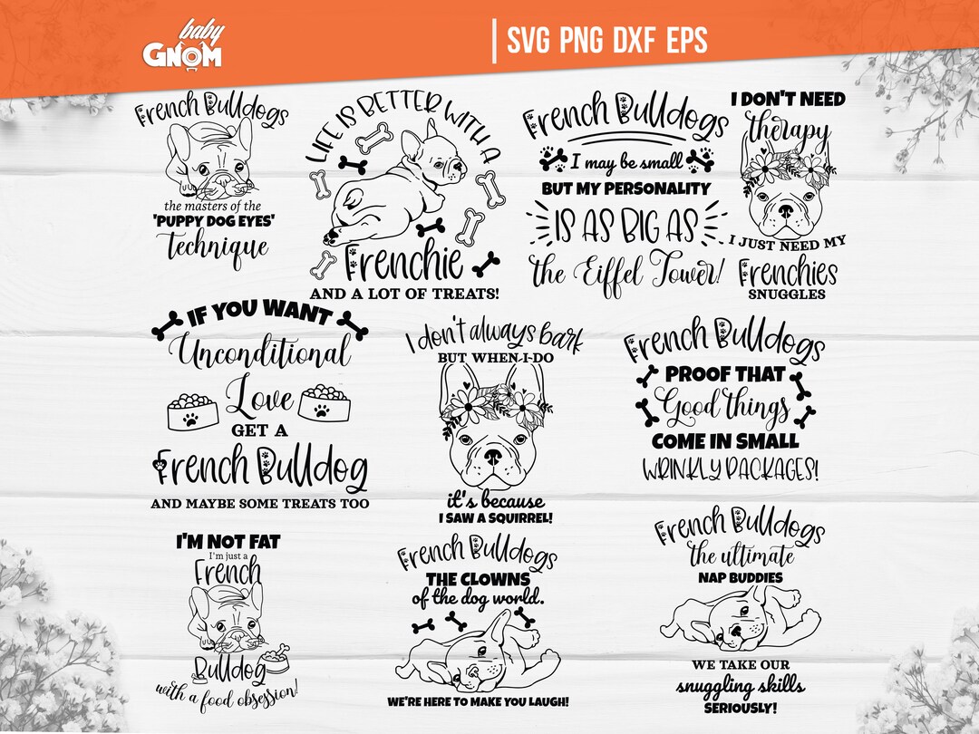 Frenchie Bundle SVG 10 Designs, French Bulldog Svg, Frenchie Svg ...