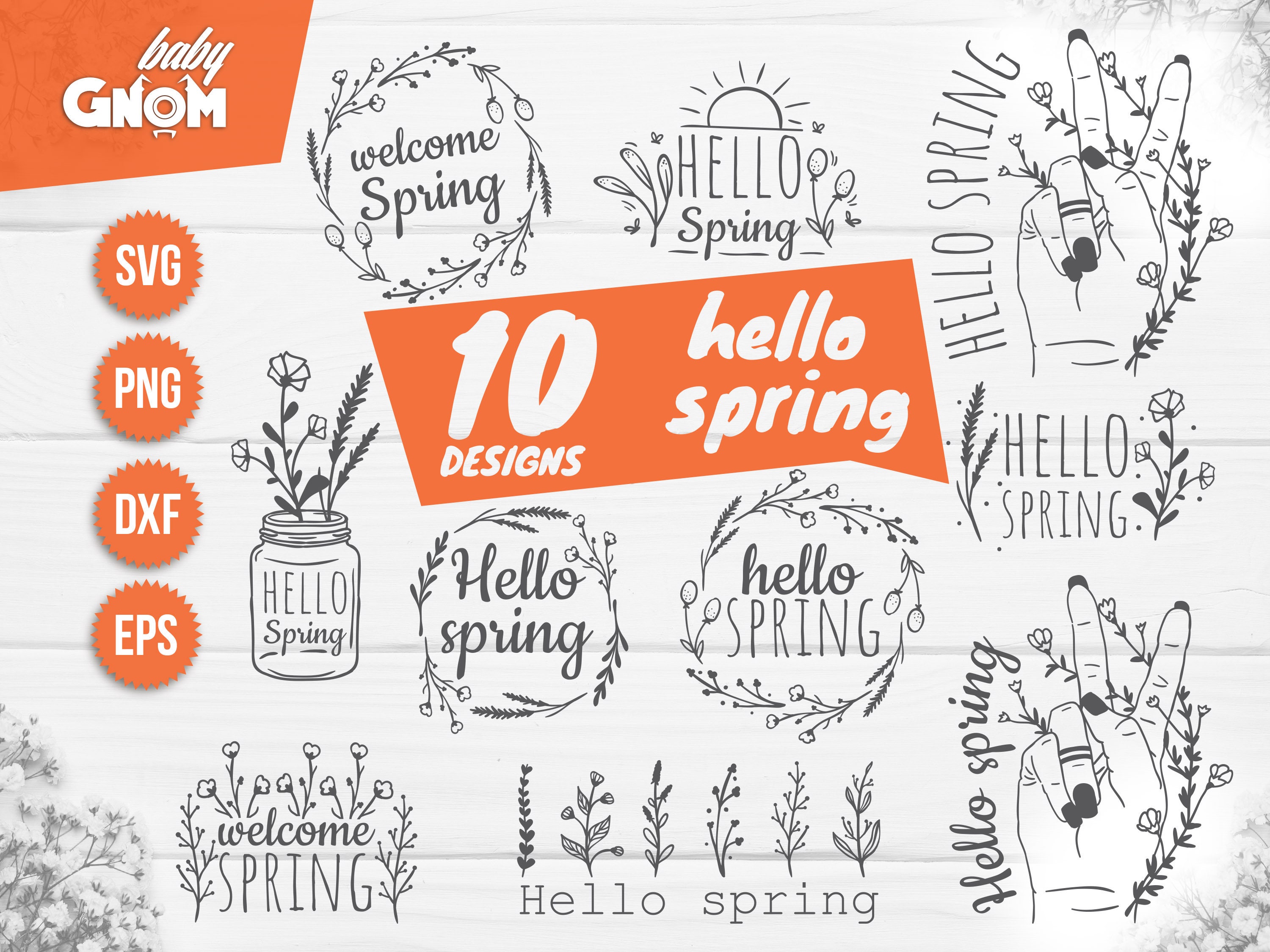 Hello Spring SVG Bundle Spring SVG Floral Svg Farmhouse - Etsy