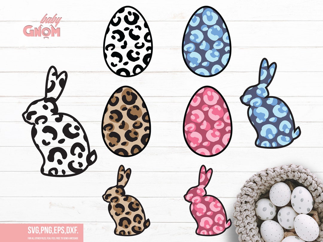 Easter Egg and Rabbits Bundle,leopard Easter Egg Svg,leopard Bunny ...
