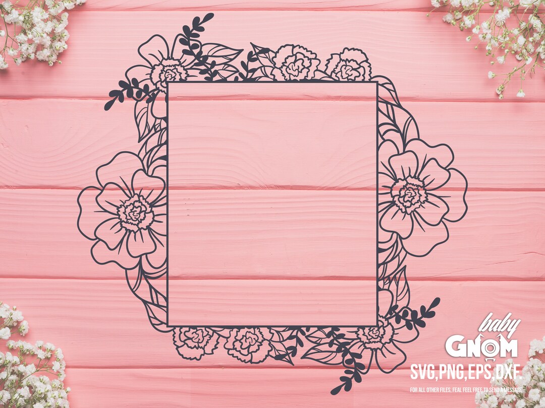 Floral Frame SVG, Rectangle Floral Frame Svg, Square Floral Frame Cut ...