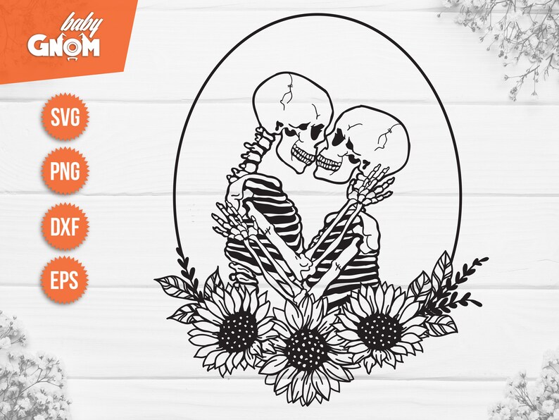 Skeleton Lover Floral Frame SVG the Lovers SVG the Lovers - Etsy