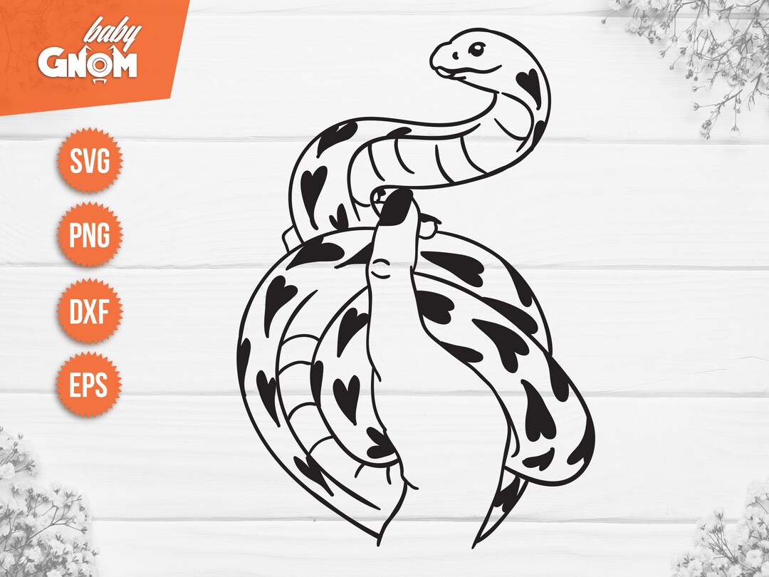 Snake With Hearts SVG, Floral Snake Svg, Reptile Svg, Floral Snake Cut ...