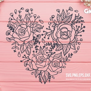 Valentines Day Floral Hearts SVG, Hearts SVG, Floral Heart Svg ...