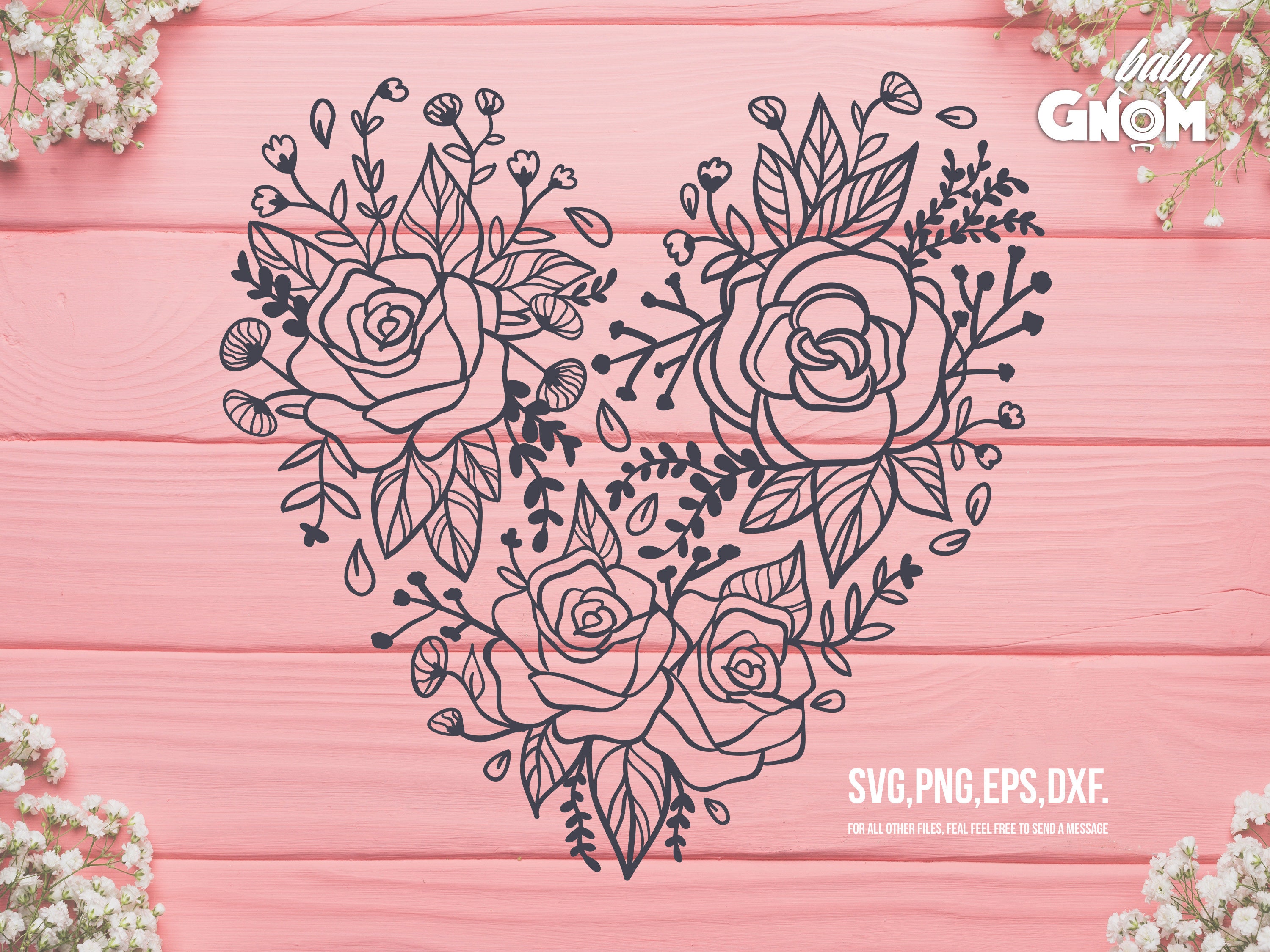 Valentines Day Floral Hearts SVG Hearts SVG Floral Heart | Etsy