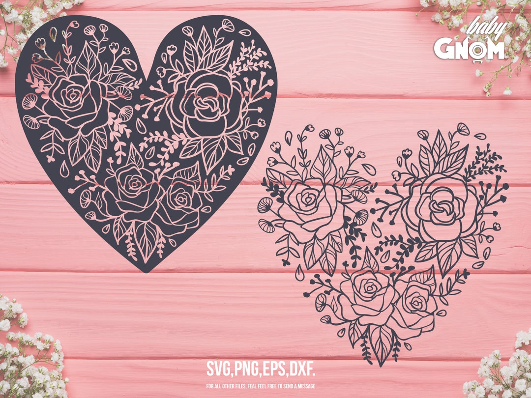 Valentines Day Floral Hearts SVG, Hearts SVG, Floral Heart Svg ...