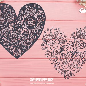 Valentines Day Floral Hearts SVG, Hearts SVG, Floral Heart Svg ...