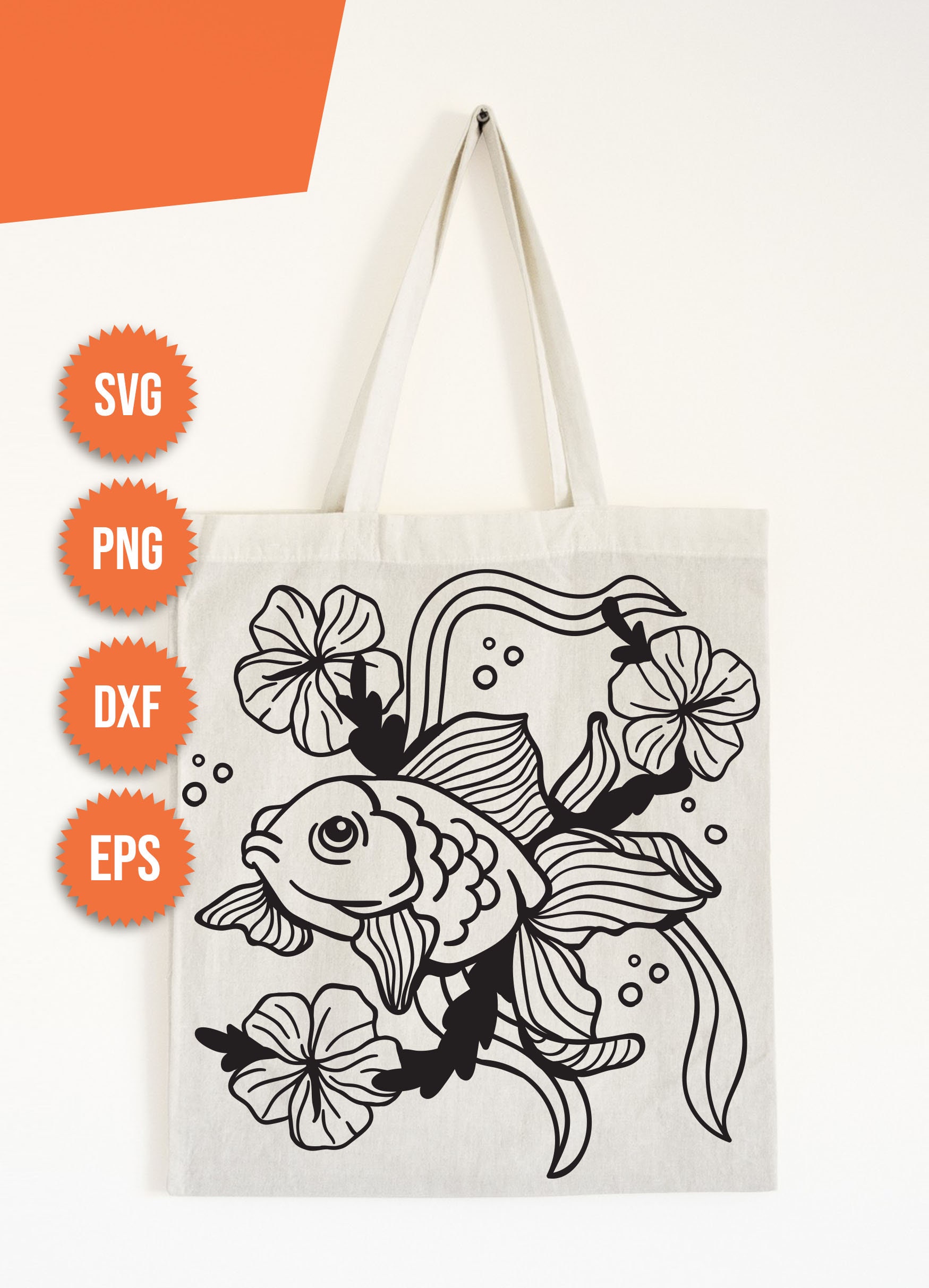 Floral Goldfish Svg Gold Fish Clipart Fish Svg Aquarium - Etsy