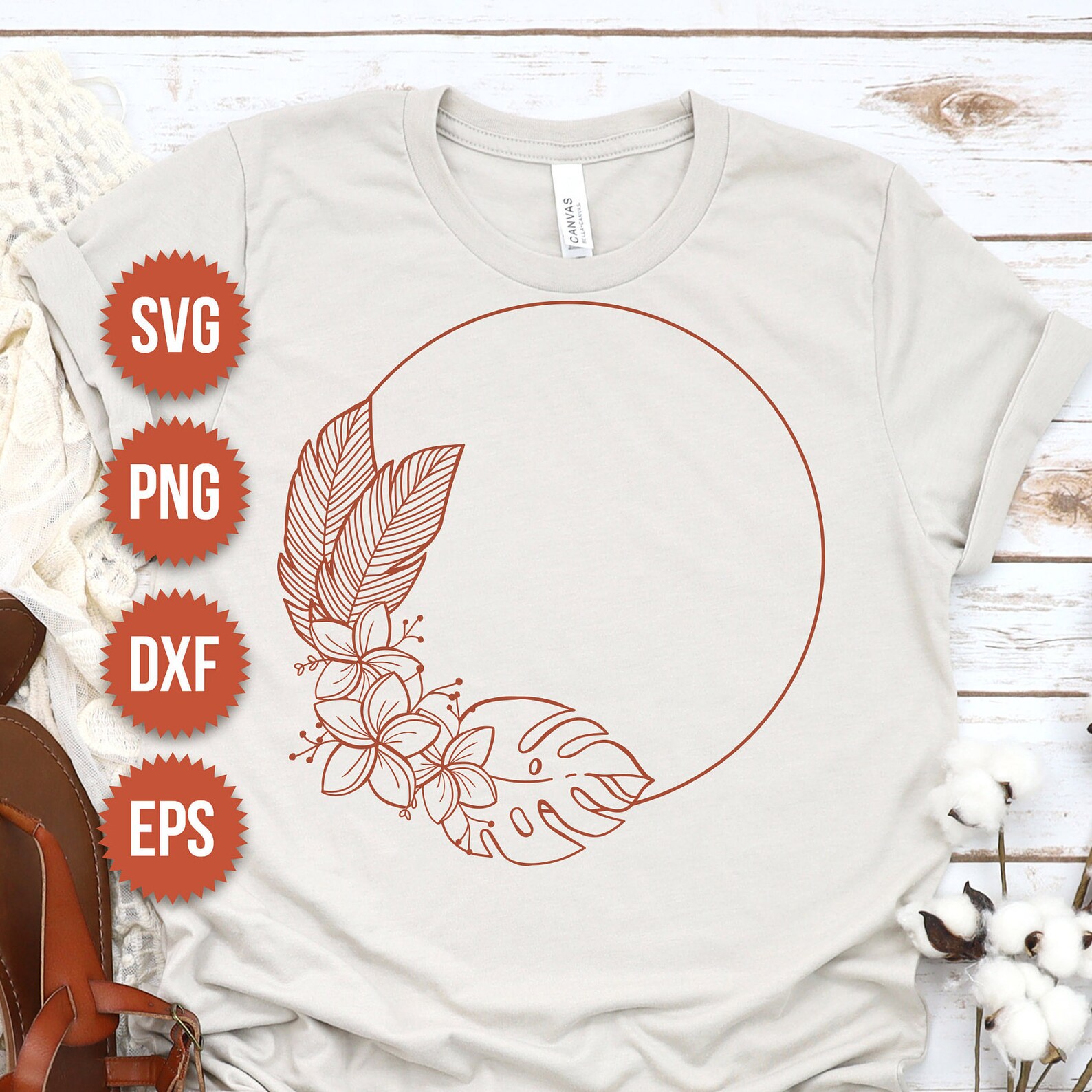 Flower Frame SVG Hibiscus Round Sign Svg Flower Wreath Svg - Etsy