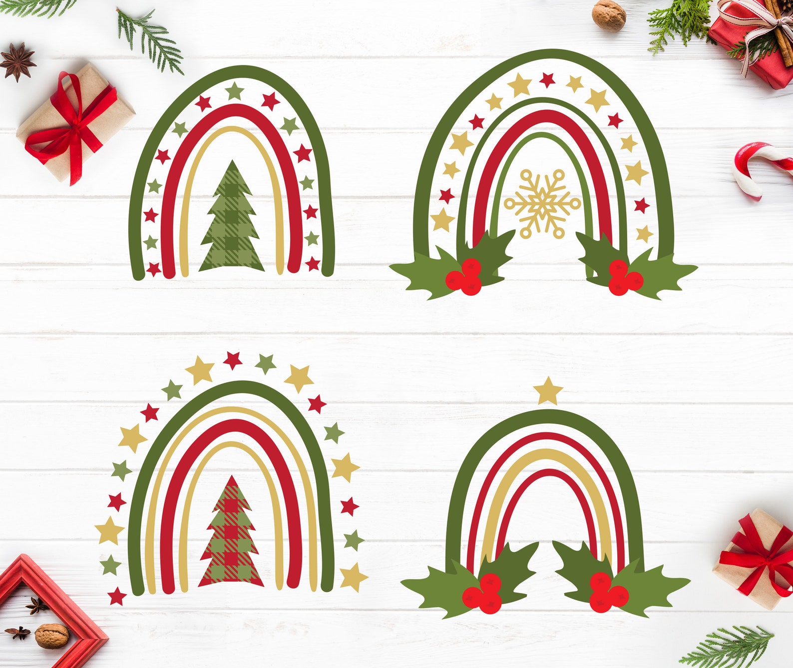 Christmas Rainbow SVG Bundle Modern Rainbow Svg Rainbow Clip - Etsy