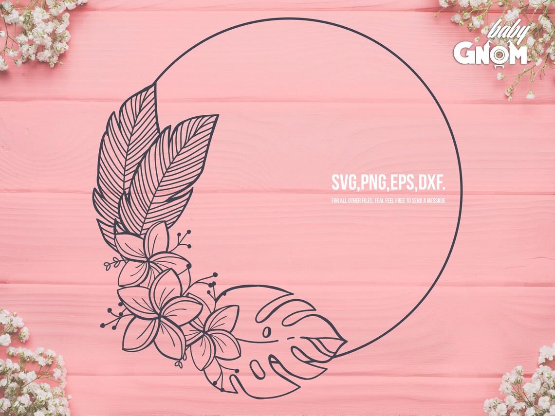 Flower Frame SVG Hibiscus Round Sign Svg Flower Wreath Svg - Etsy
