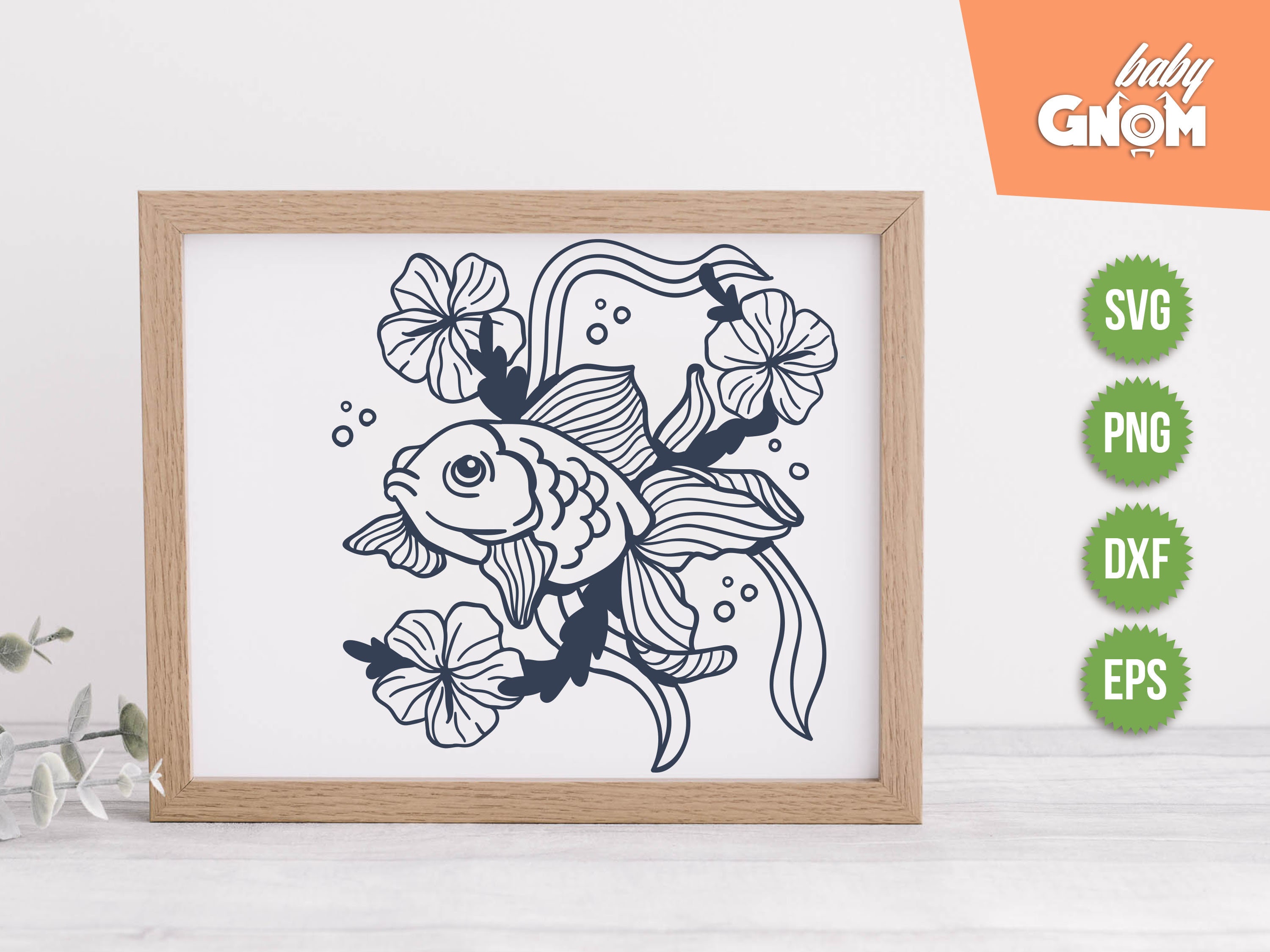 Floral Goldfish Svg Gold Fish Clipart Fish Svg Aquarium - Etsy