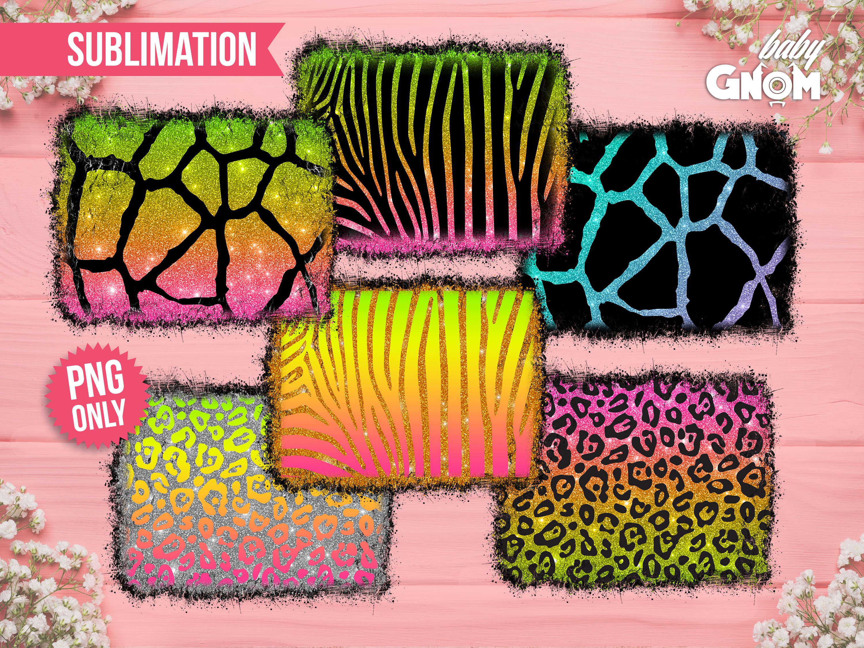 Colorful Animal Print With Glitter Sublimation Background - Etsy