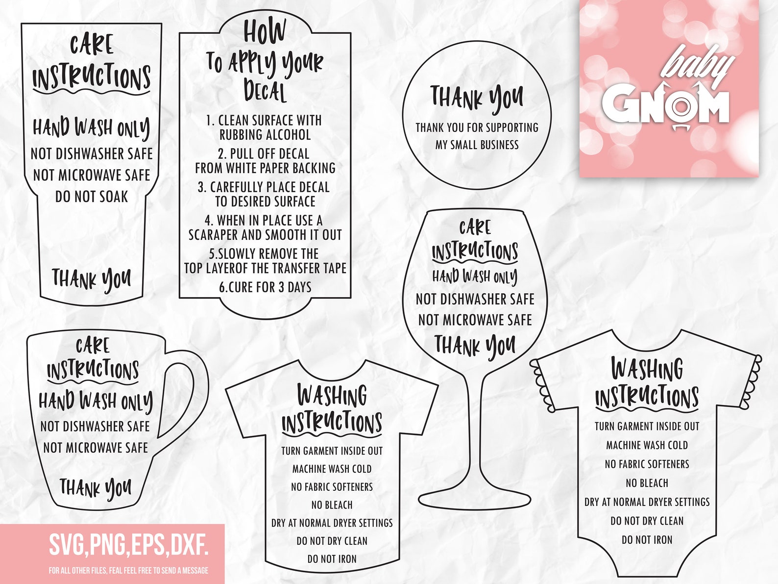 Care Instructions Svg Care Card Bundle Svg Washing Instruction Svg ...