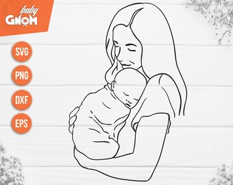 Mom and Baby SVG - Etsy
